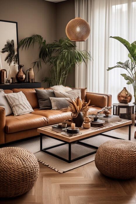 Moderne Boho-Chic Wohnzimmer in Braun und Beige – Haus- & Gartentrends