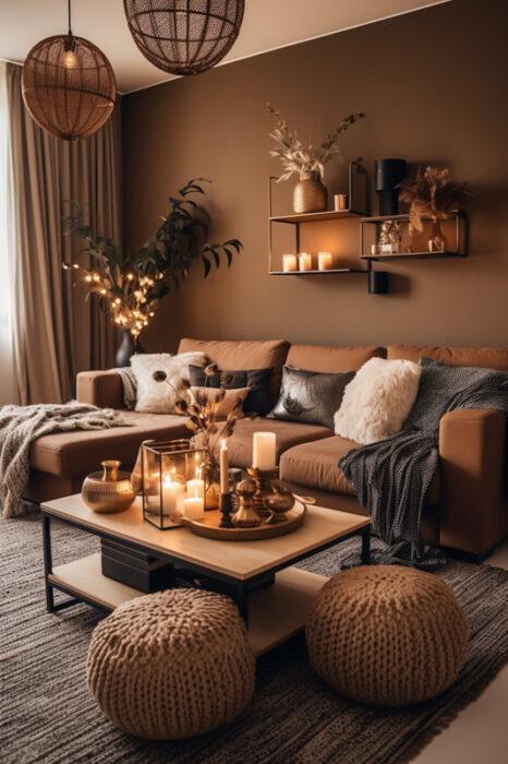 Moderne Boho-Chic Wohnzimmer in Braun und Beige – Haus- & Gartentrends