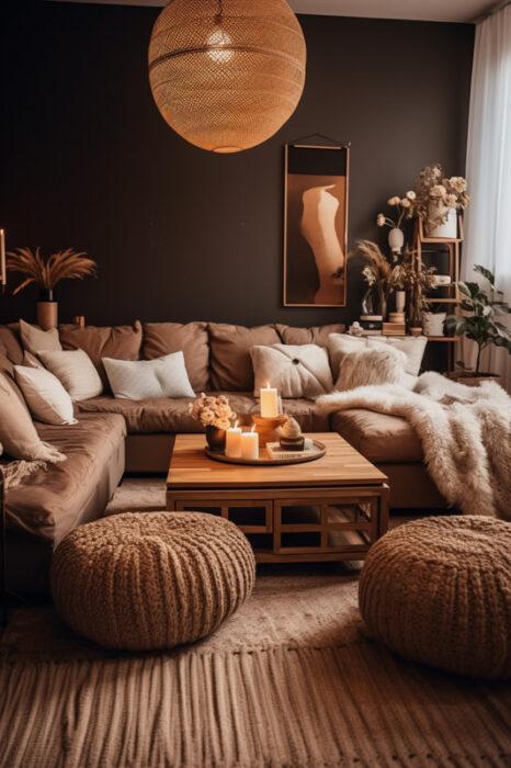 Moderne Boho-Chic Wohnzimmer in Braun und Beige – Haus- & Gartentrends