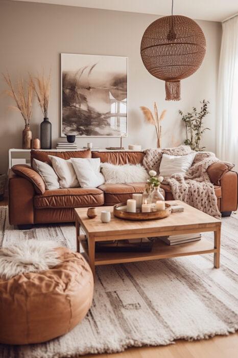 Moderne Boho-Chic Wohnzimmer in Braun und Beige – Haus- & Gartentrends