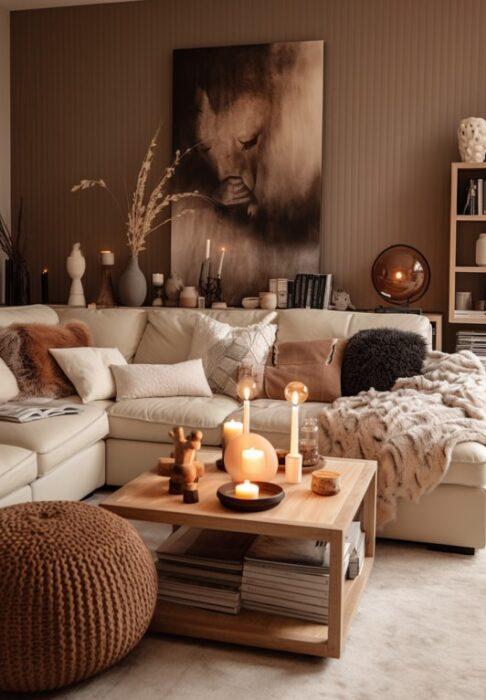 Moderne Boho-Chic Wohnzimmer in Braun und Beige – Haus- & Gartentrends