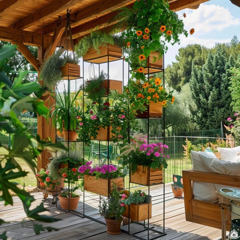 Pflanzenregale mit Holzelementen als Deko für Balkon und Terrasse – Haus- & Gartentrends