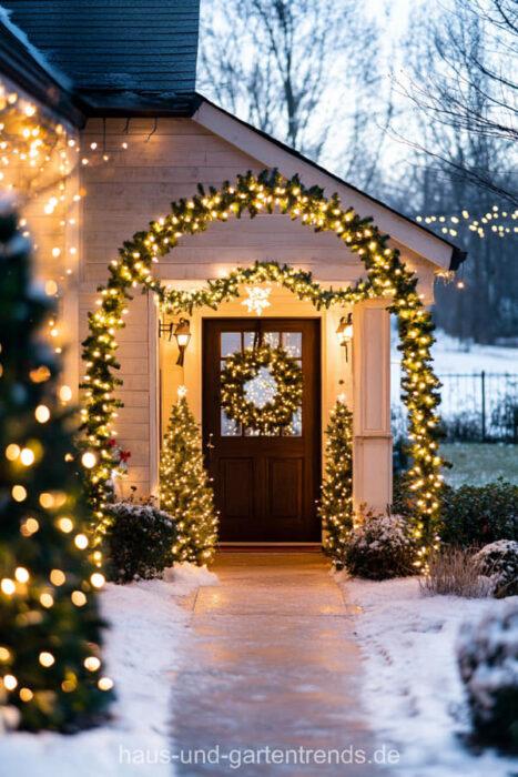 Wunderschone Weihnachtsdeko Haustur Eingang Ebenbild